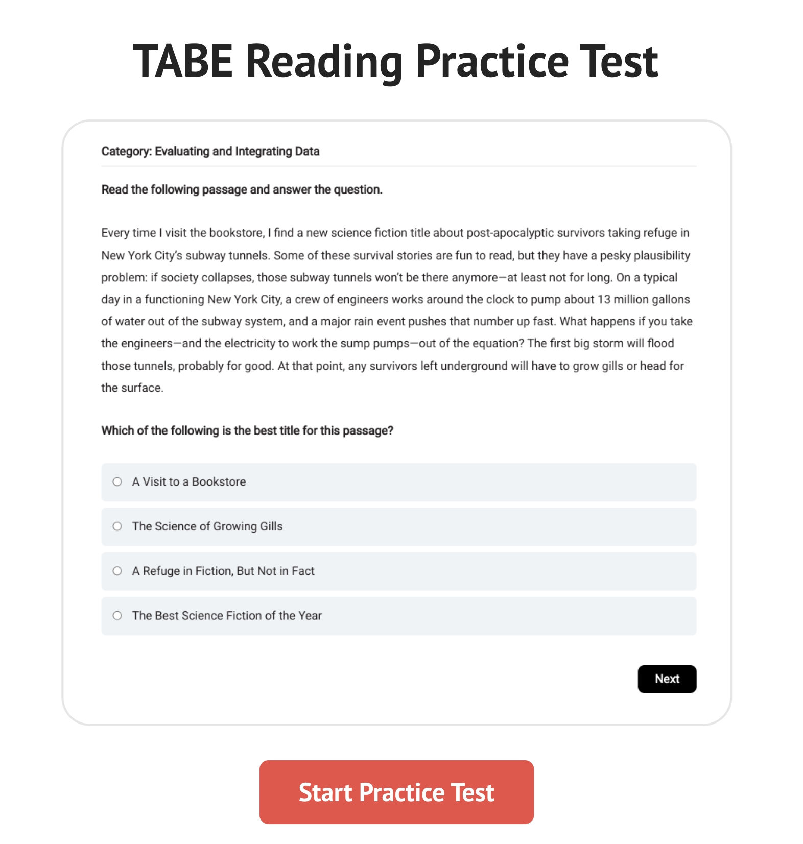 TABE Reading Practice Test - Smart Edition Nursing