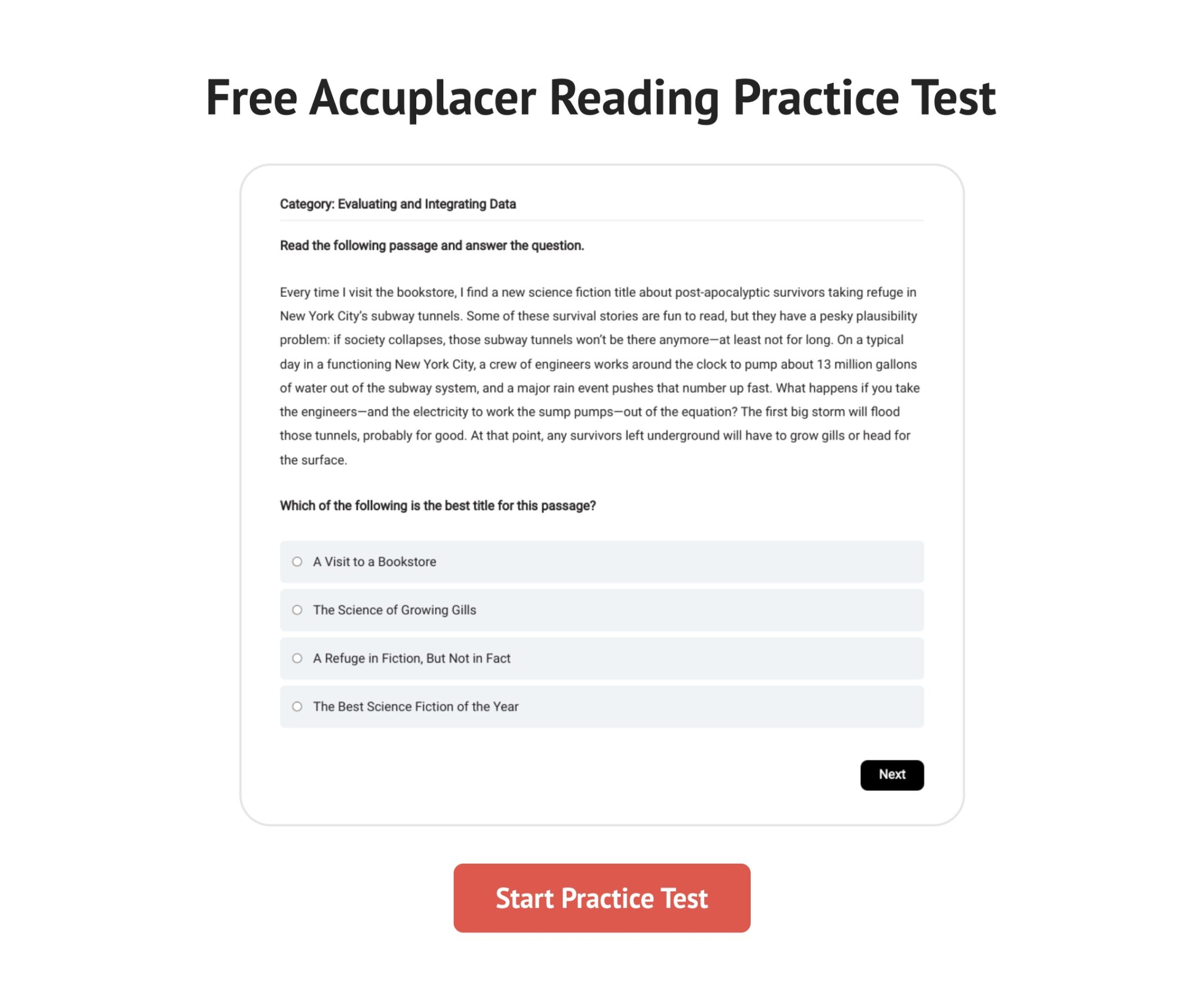 ACCUPLACER Reading Practice Test - Smart Edition Nursing
